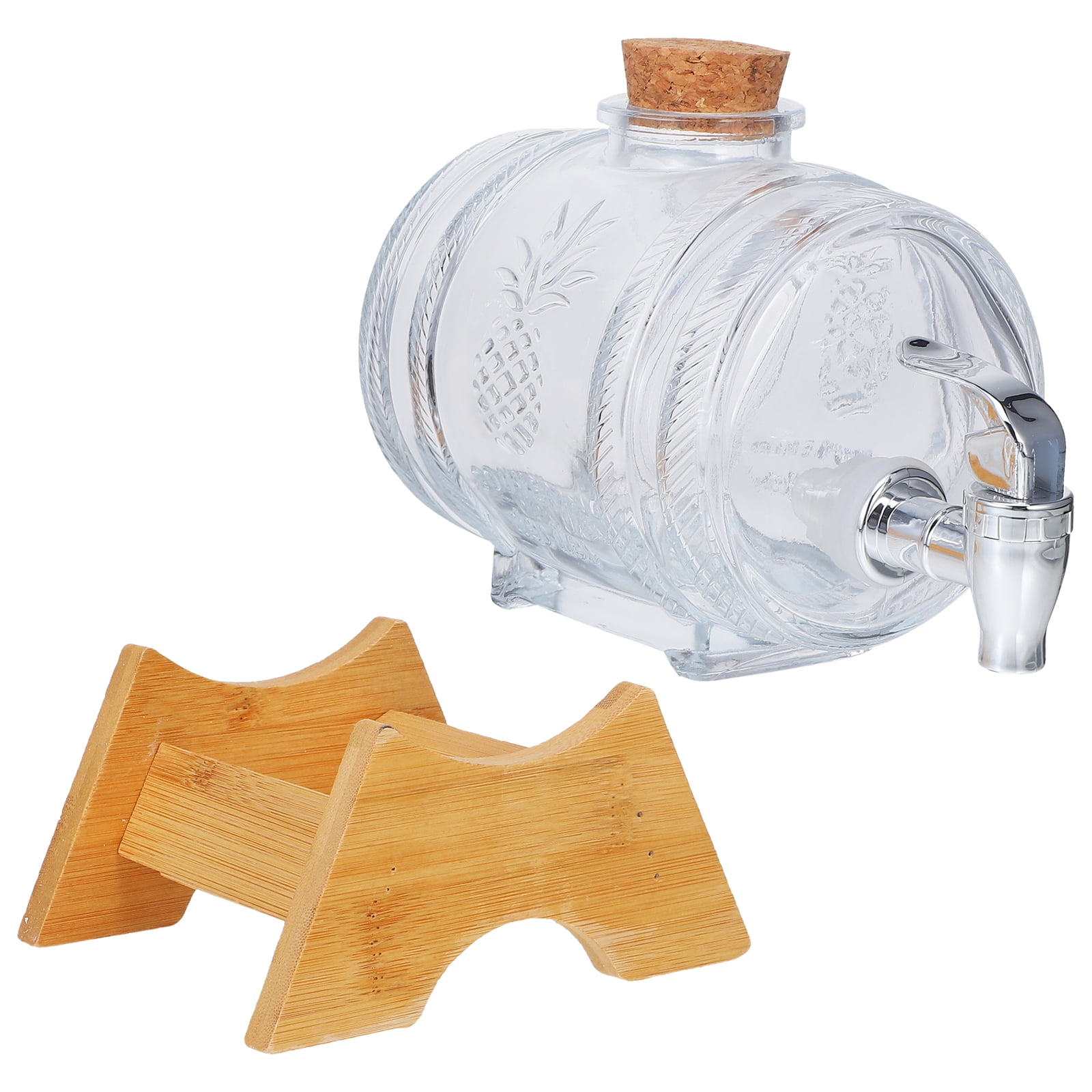 GOOHOCHY Glass Wine Barrel Dispenser with Bamboo and Stainless Steel ...