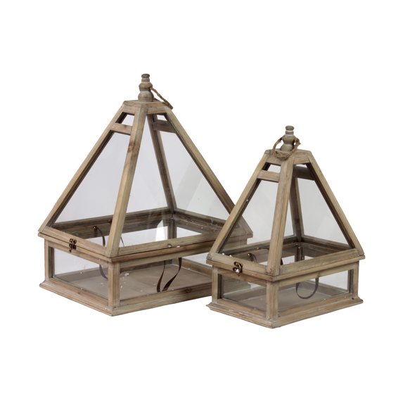 Glass & Wooden Terrarium Set Of Two - Walmart.com