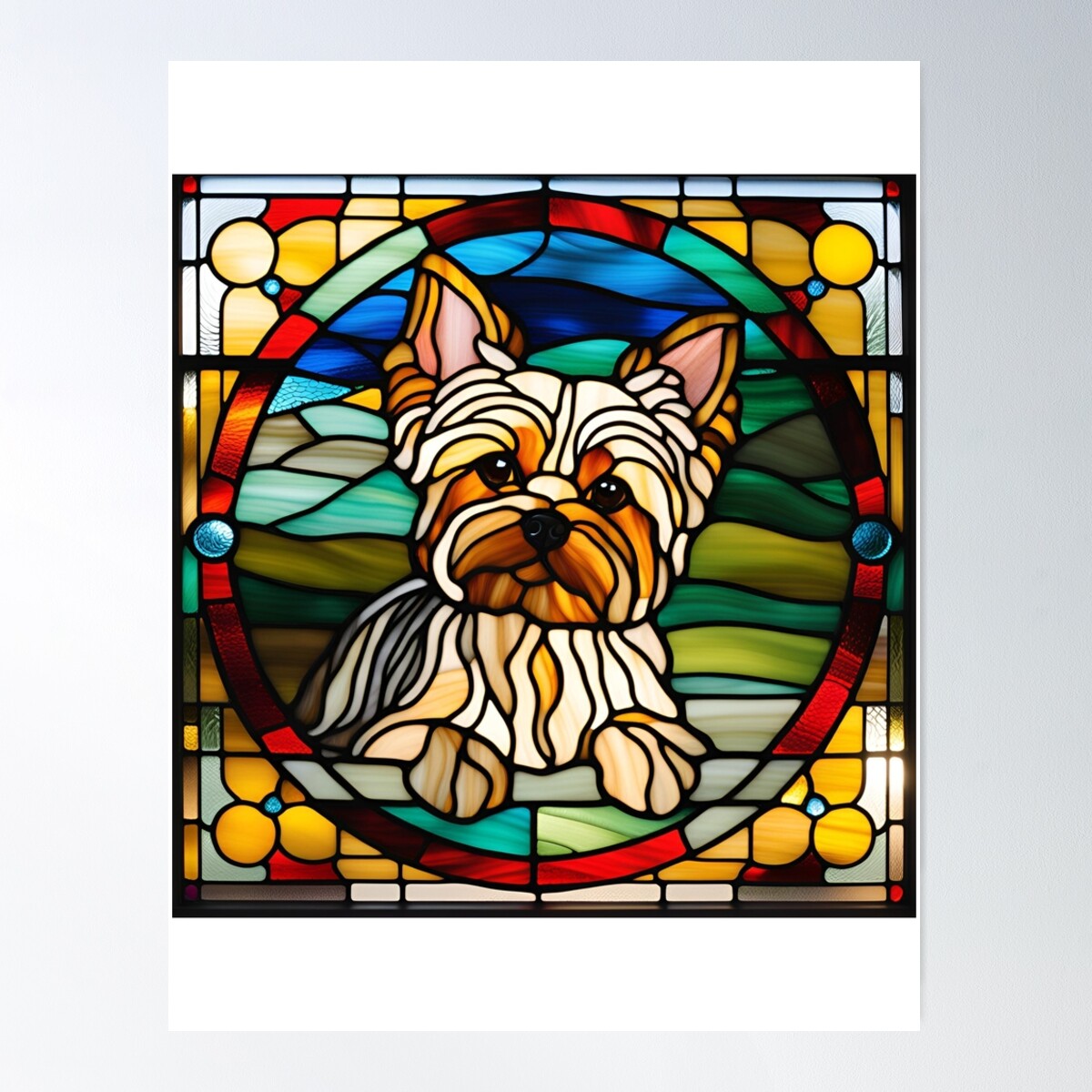 Glass Yorkie Poster Wall Art, Modern Wall Decor For Living Room Bedroom ...