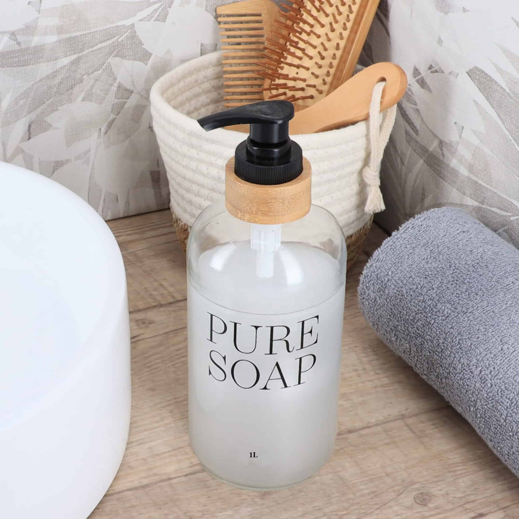 Glass and Bamboo Soap Dispenser PURE SOAP 34 FL OZ - Walmart.com