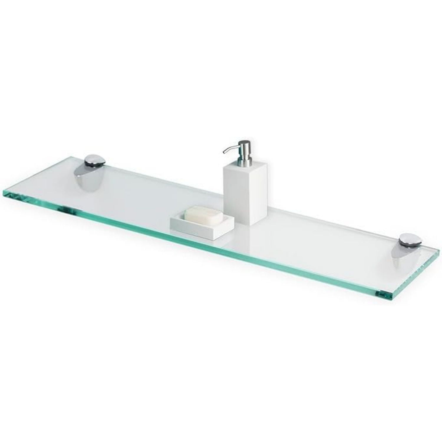 Glass and Mirror 10" X 48" Rectangle Floating Shelf with Chrome ...