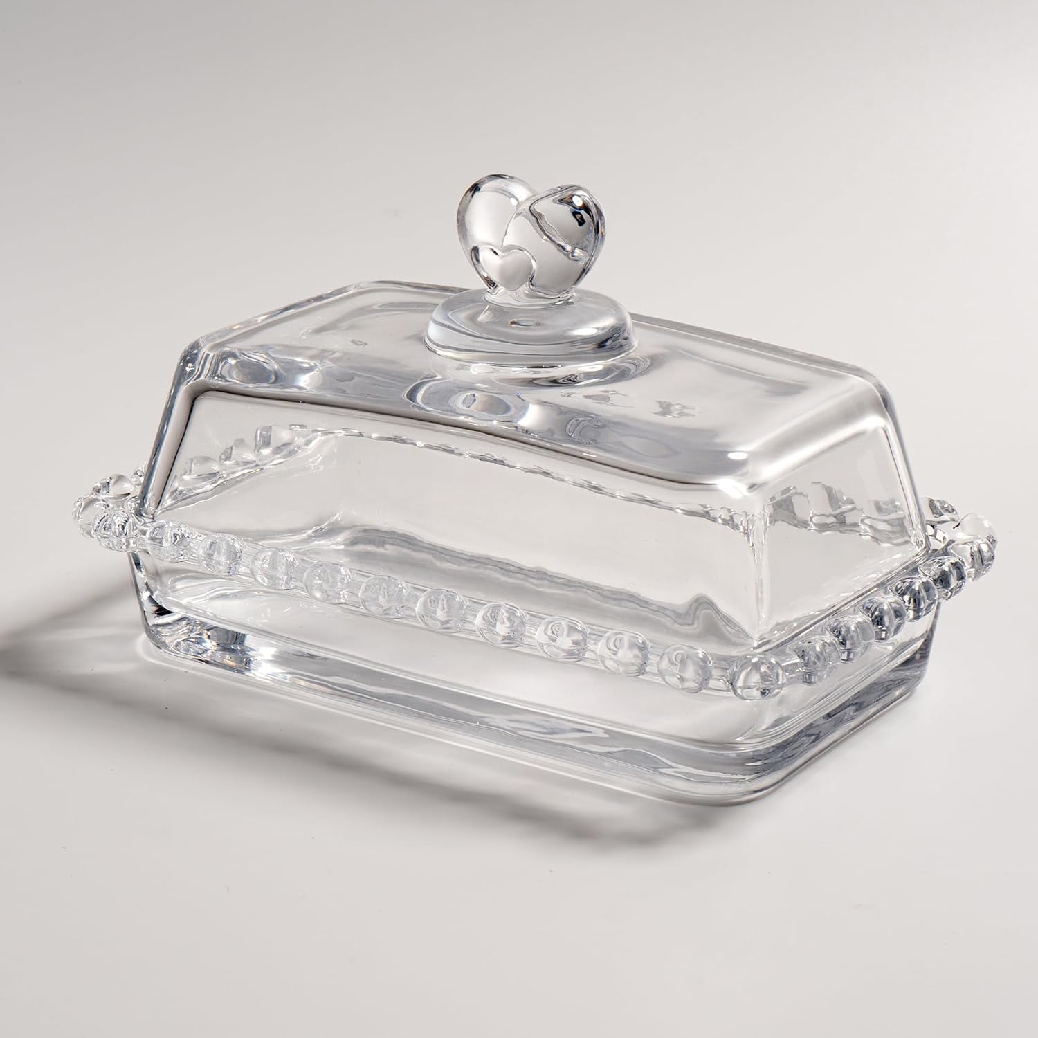 Glass butter tray with lid, suitable for countertops, transparent ...