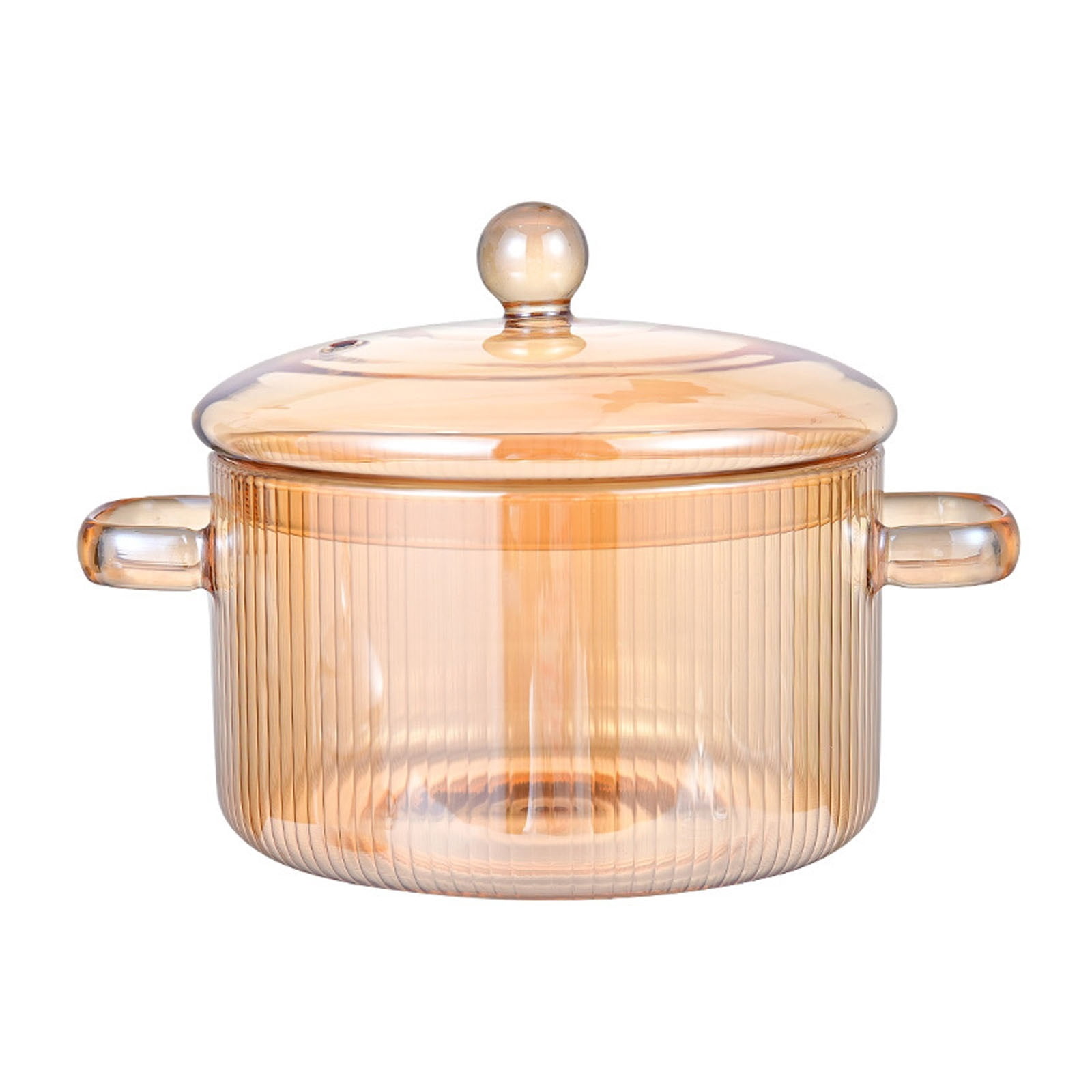 Glass cooking pot with lid, heat-resistant with handles, handmade glass ...