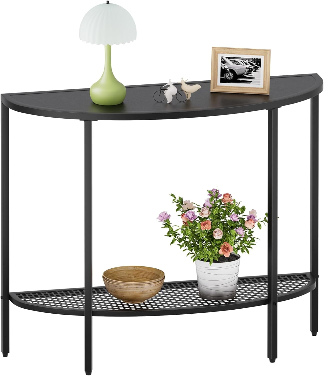 Glass crescent shaped console table with narrow entrance table ...