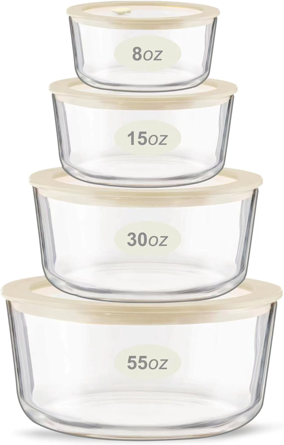 Glass food container set with glass lid, large meal preparation ...