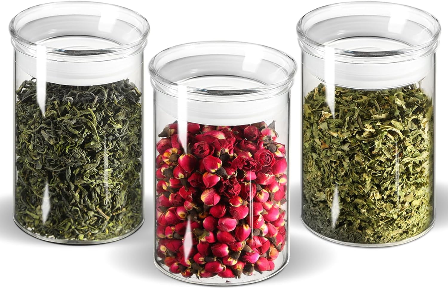 Glass food storage jar, transparent small glass jar set with sealed lid ...