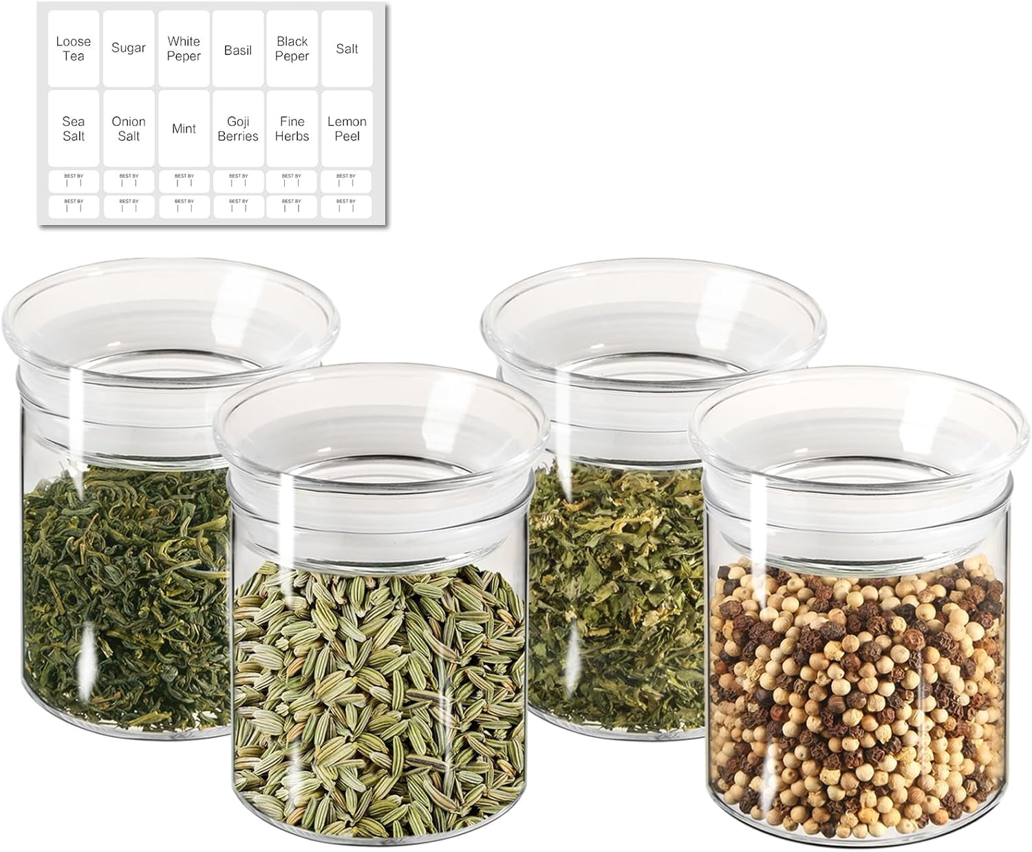 Glass food storage jar, transparent small glass jar set with sealed lid ...
