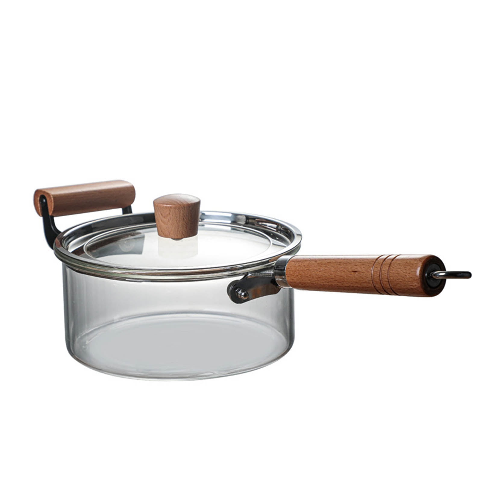 Glass milk pot, transparent glass pot with lid and handle, transparent ...