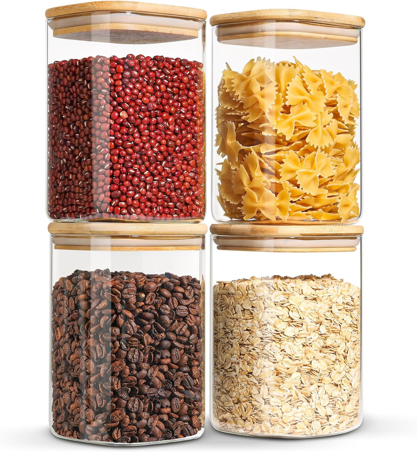 Glass storage containers with lids, glass jars with lids, clear food ...