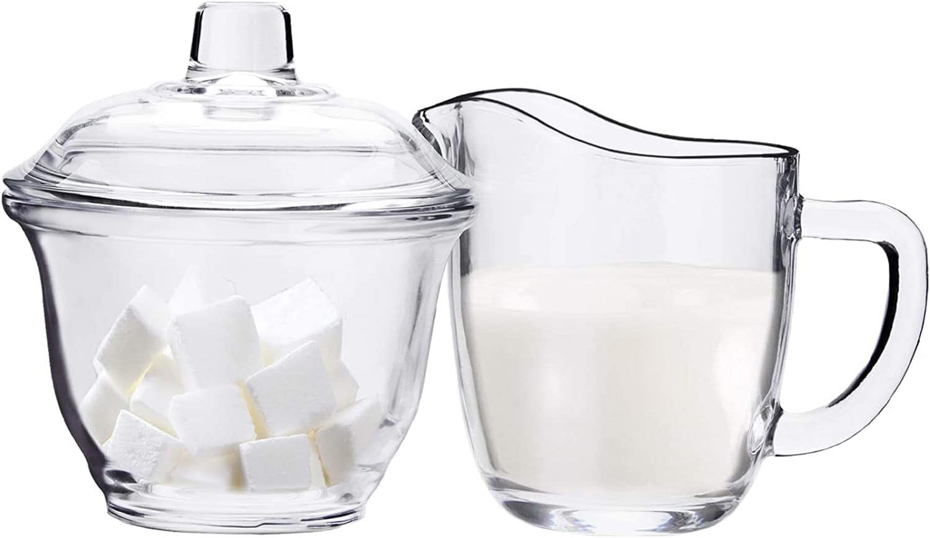 Glass sugar and creamer set for coffee and tea, transparent creamer and ...