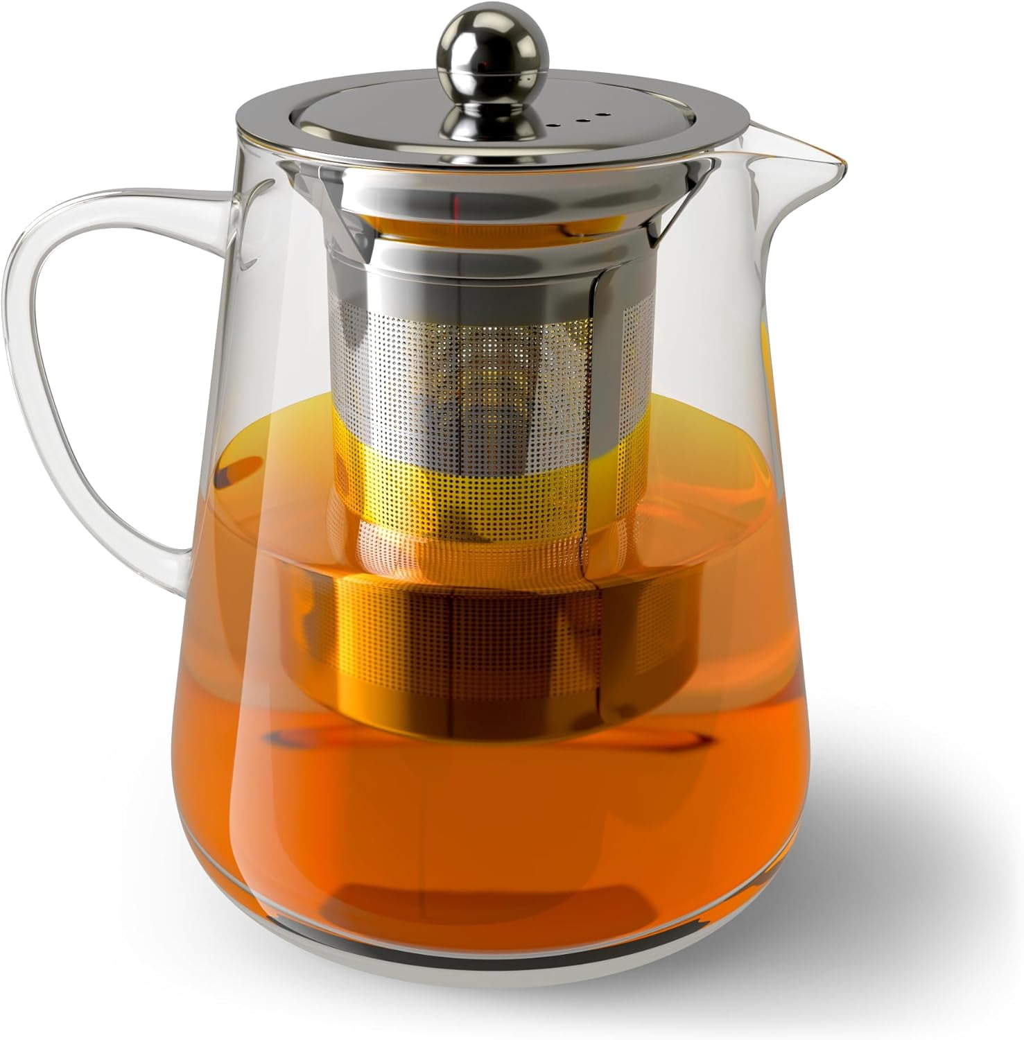 Glass teapot with detachable stainless steel injector (32 oz/950 ml ...
