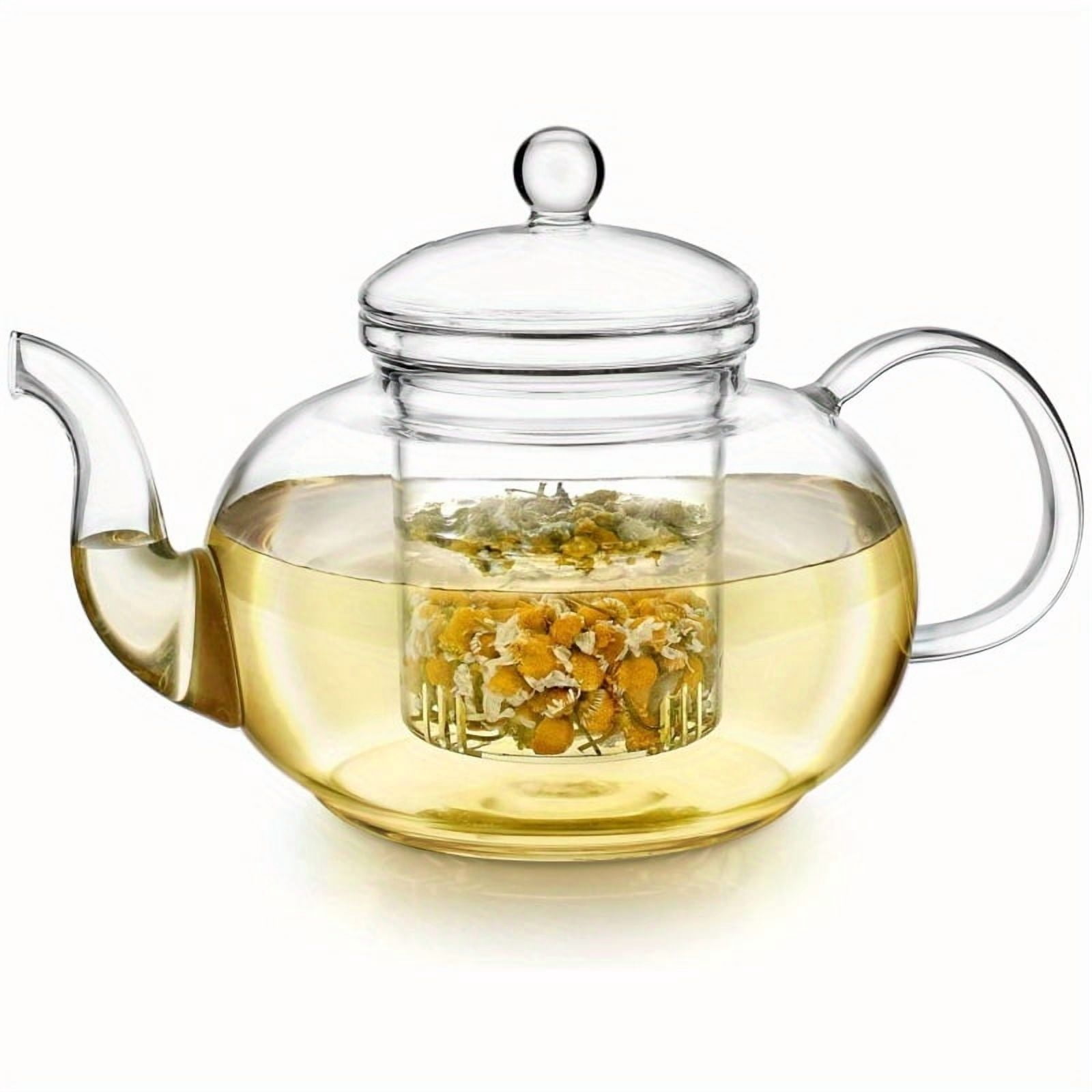 FANRUINA Glass Teapot With Infuser And 4 Cups For Flowering Loose Leaf ...