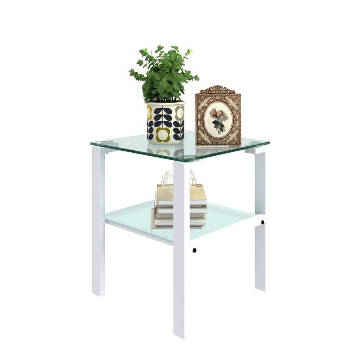 Glass two layer tea table, small round table, bedroom corner table ...