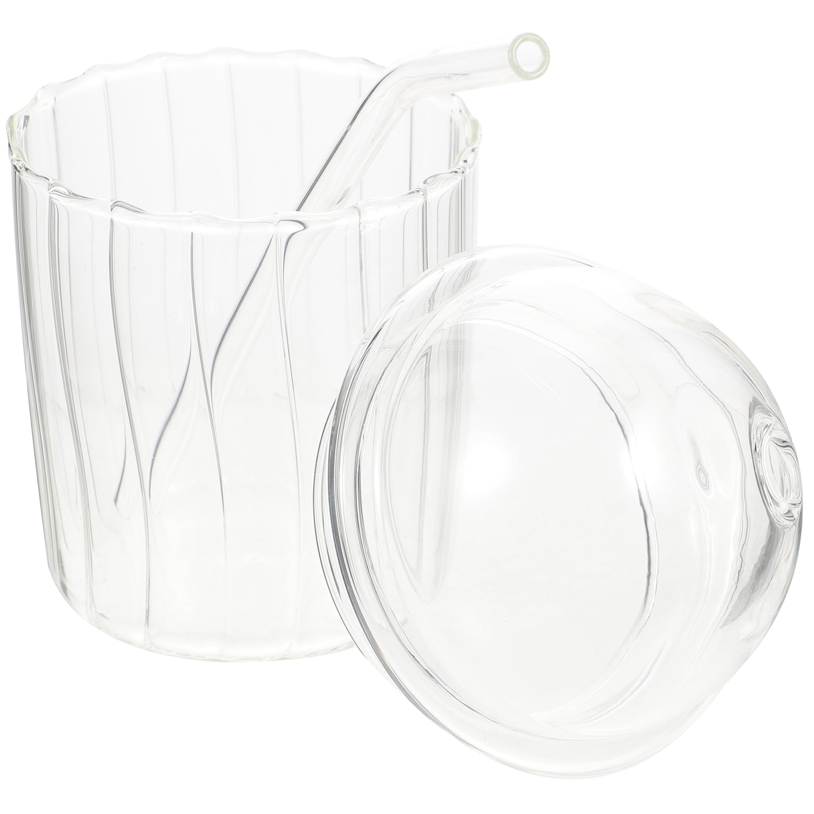 Glass With Lid Camping Water Cup Coffee Mug Clear Cups Lids Decorative Lovely Straw Bottle