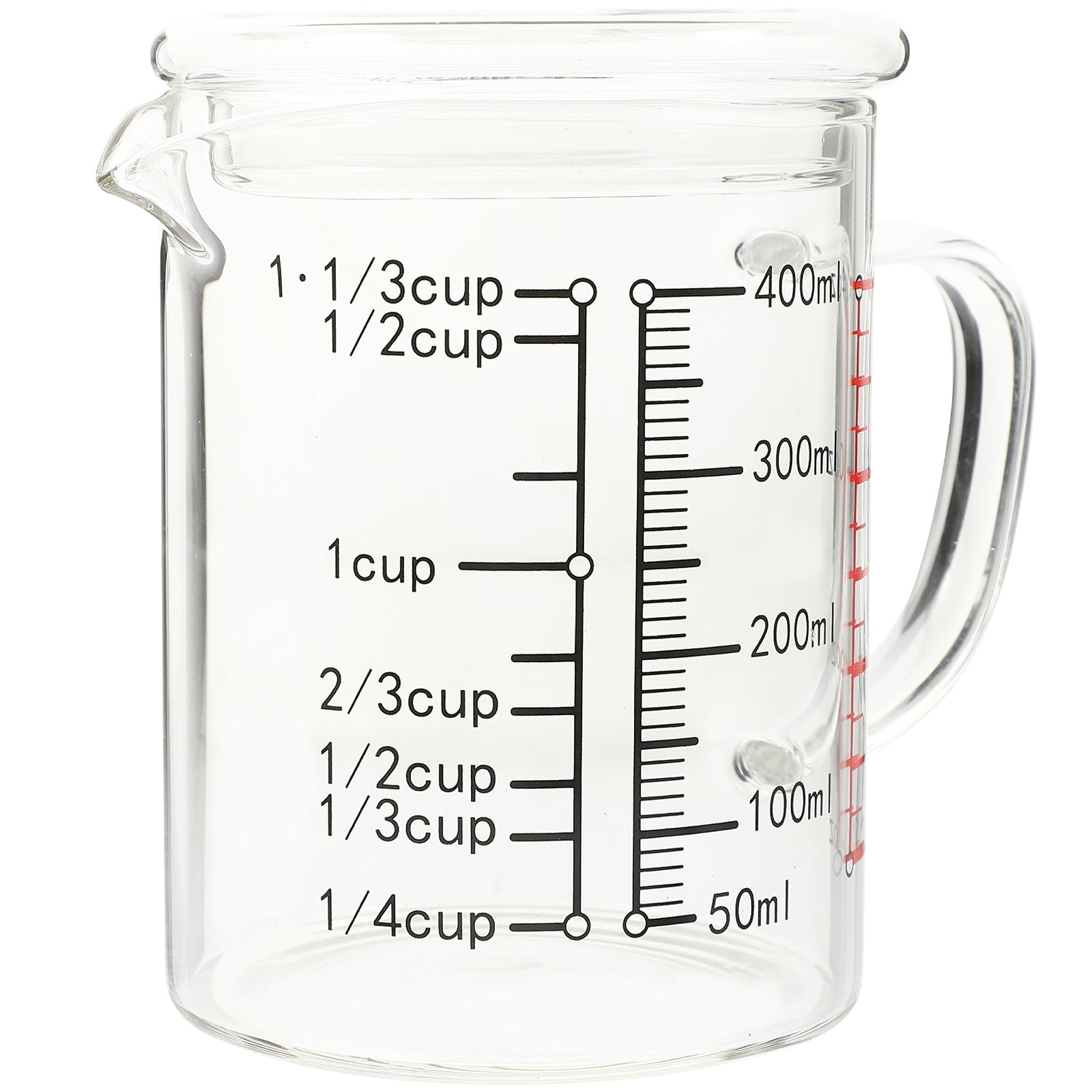 Glass with Lid Water Pitcher Coffee Drinking Cup Liquid Measuring Oil ...