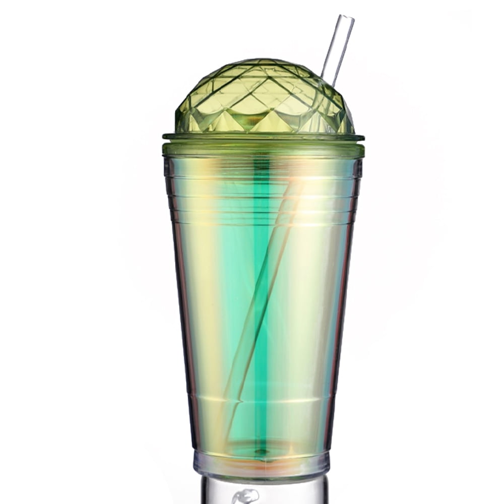 Glass with lid and straw, Plastic, 560ml, Green - Walmart.com