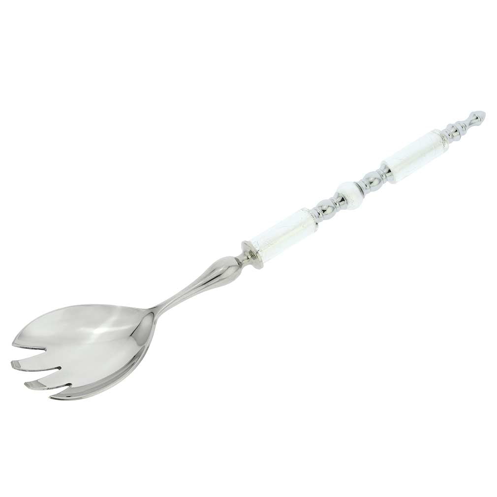 GlassOfVenice Italian Murano Glass Salad Fork - Silver White - Walmart.com