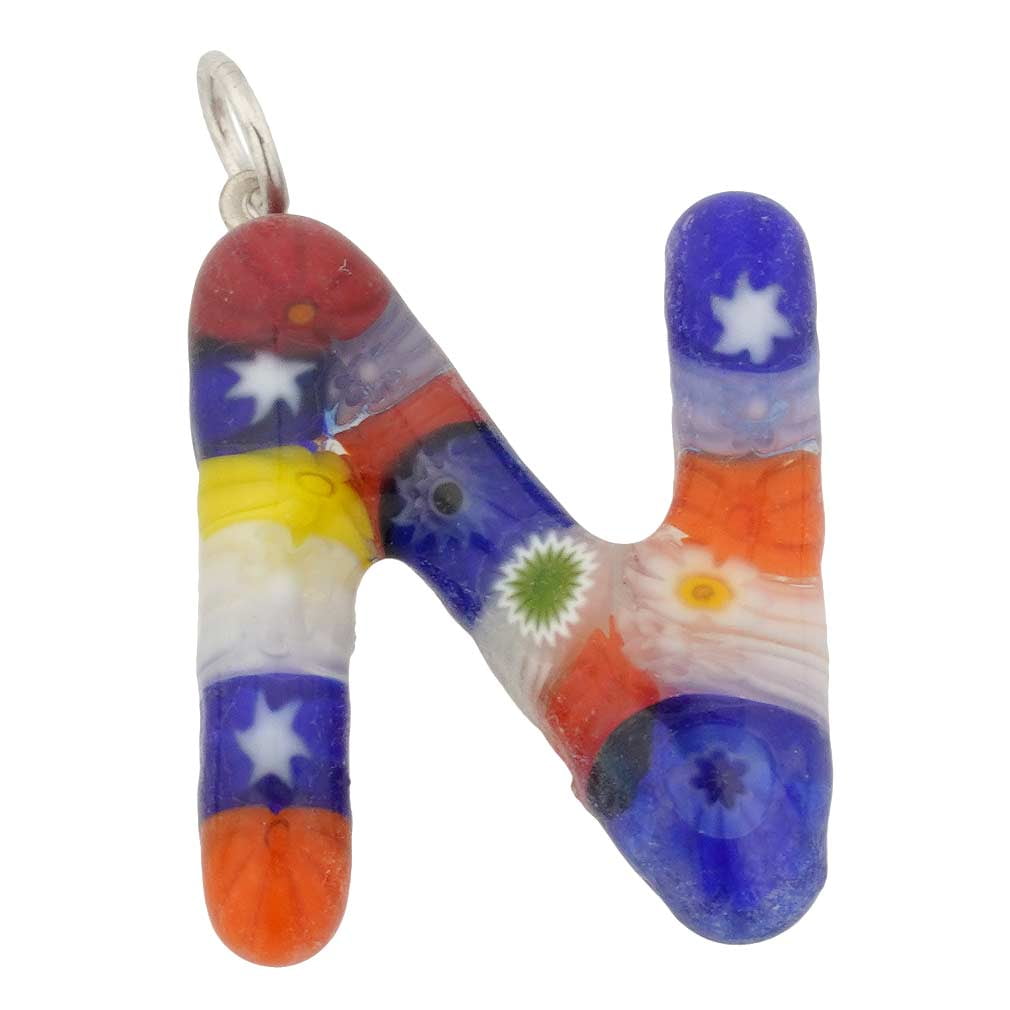 GlassOfVenice Murano Glass Alphabet Initial Pendant - Letter N ...