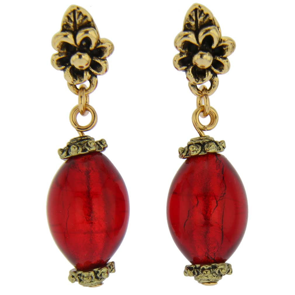 GlassOfVenice Murano Glass Antico Tesoro Olives Earrings - Red ...