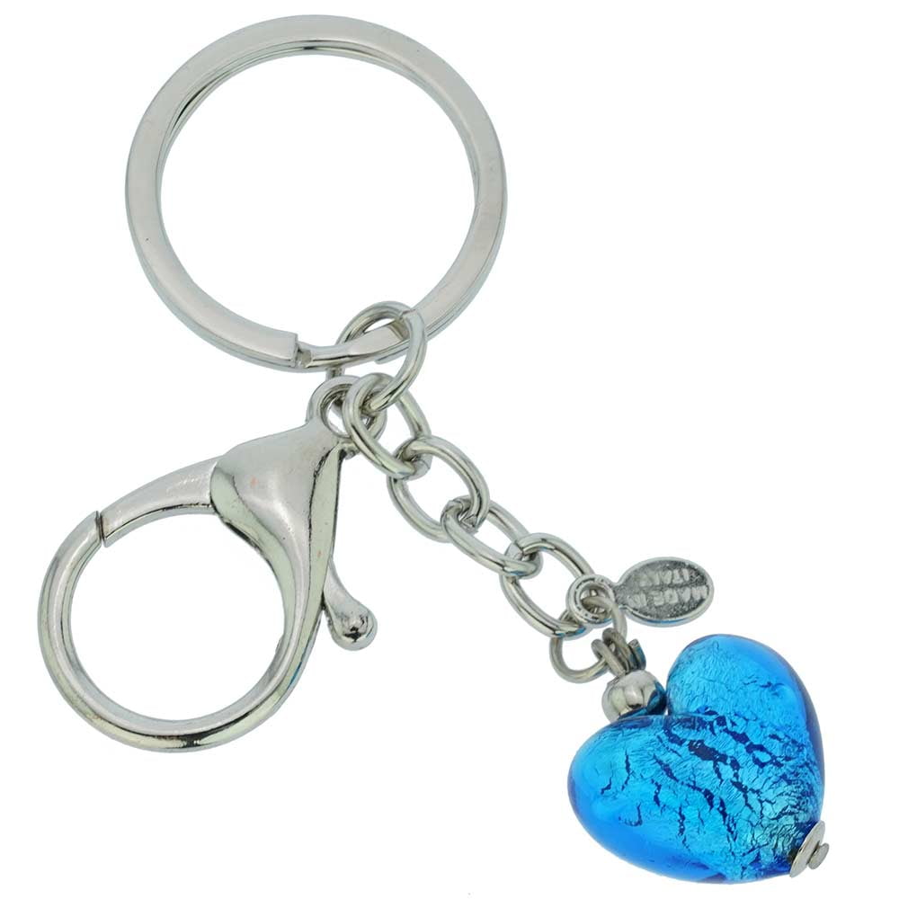 GlassOfVenice Murano Glass Heart Keychain - Aqua Blue - Walmart.com