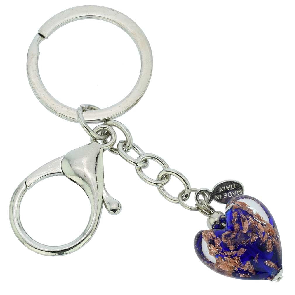 GlassOfVenice Murano Glass Heart Keychain - Blue Sparkles - Walmart.com