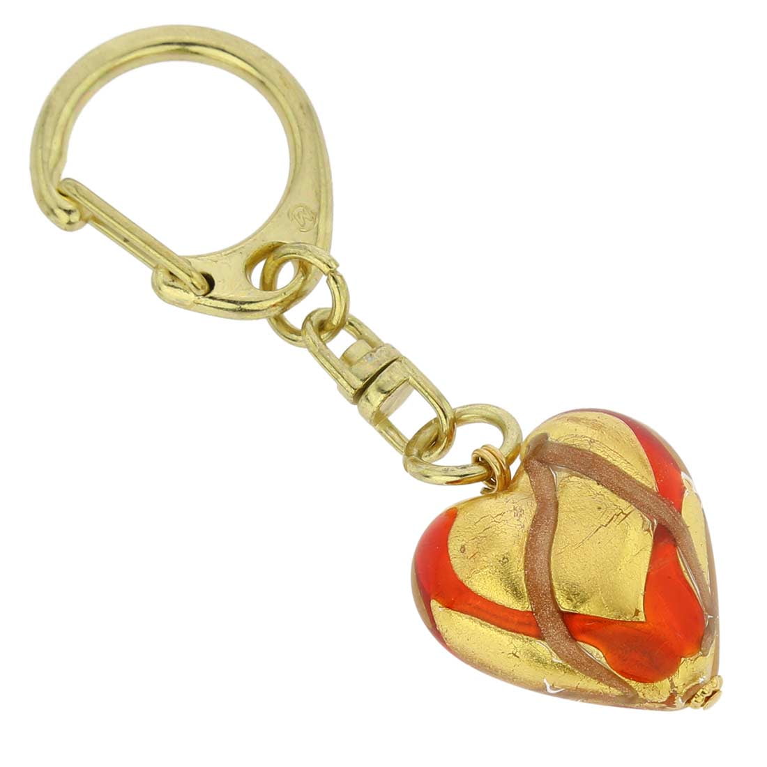 GlassOfVenice Murano Glass Heart Keychain - Red Waves Gold - Walmart.com