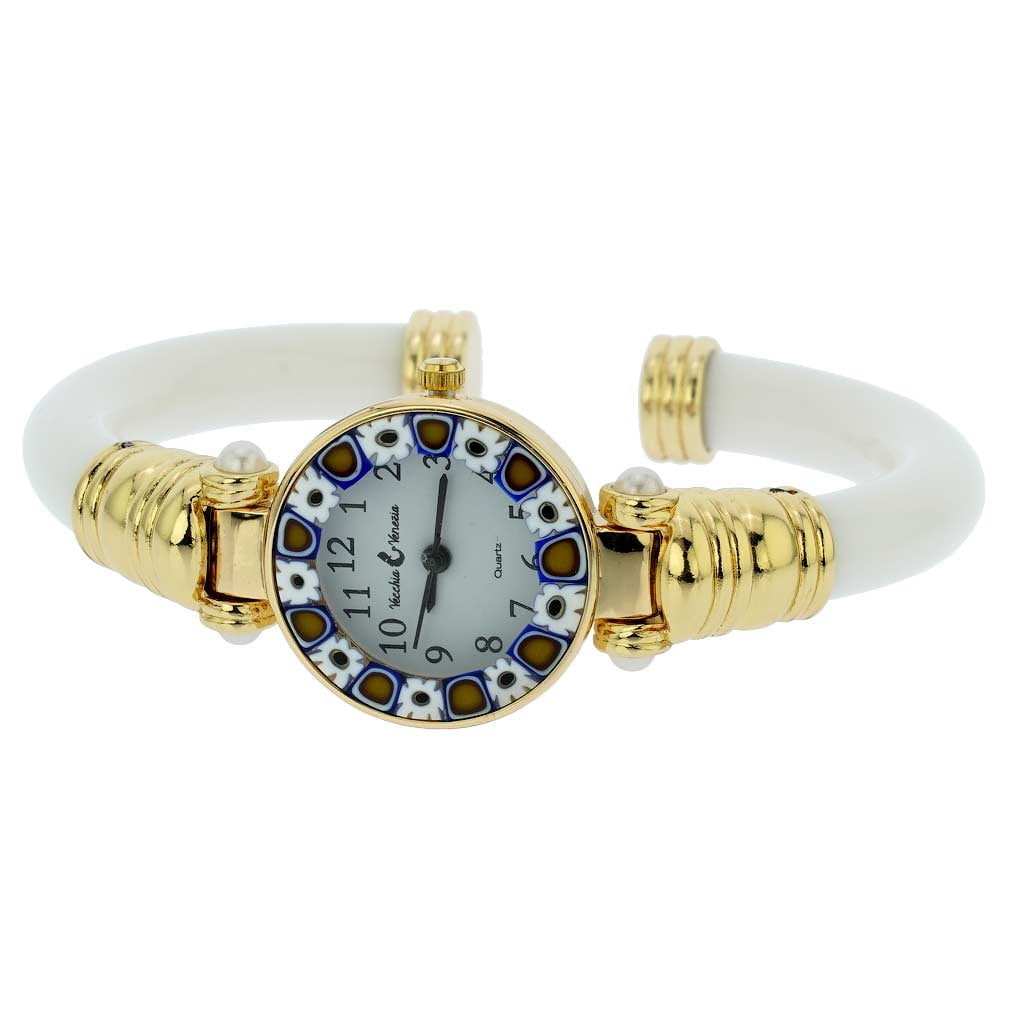 GlassOfVenice Murano Glass Millefiori Bangle Watch - White - Walmart.com