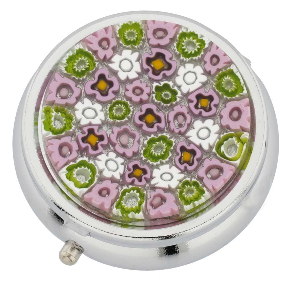 GlassOfVenice Murano Glass Millefiori Pill Box - Silver Round - Walmart.com