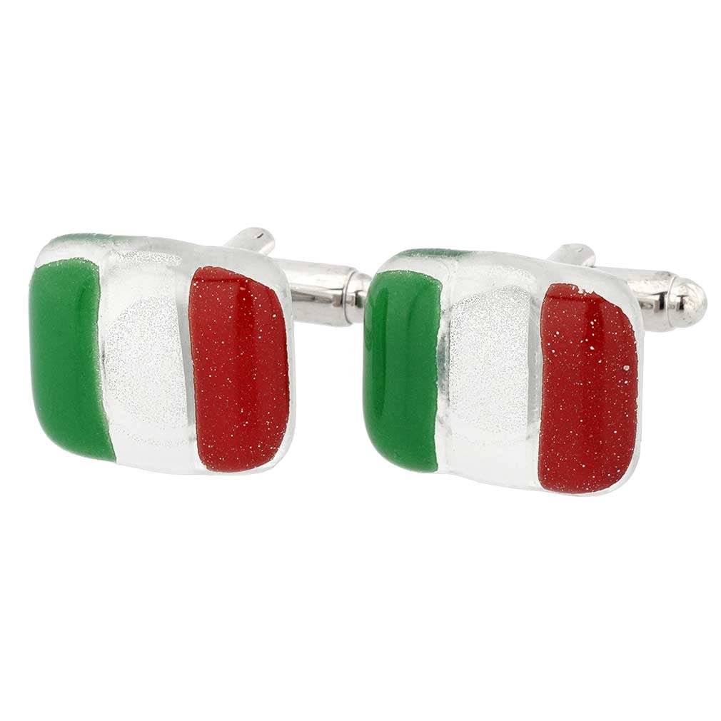 GlassOfVenice Murano Glass Venetian Cufflinks - Italian Flag Colors ...