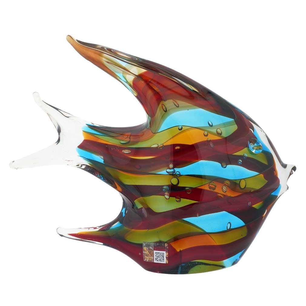 GlassOfVenice Murano Glass Wide Angel Fish Sculpture - Sommerso ...