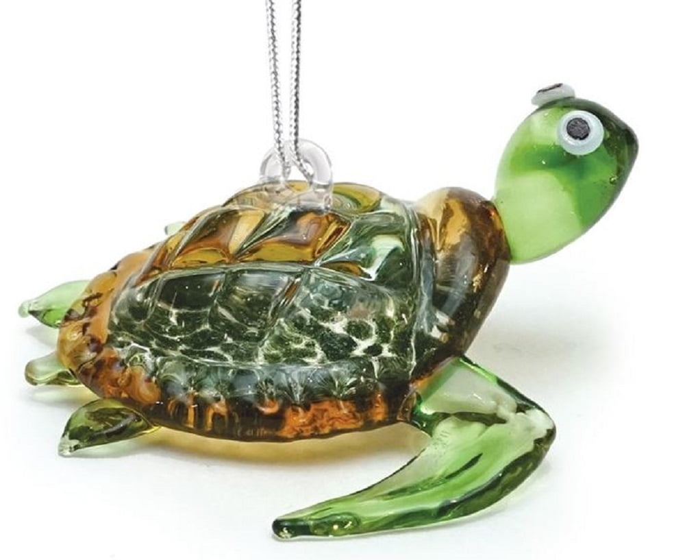 Glassdelights Green Baby Sea Turtle Glass Christmas Ornament Sea Life ...