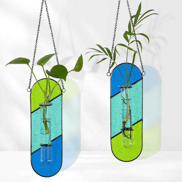 Glasseam 2Pcs Stained Glass Wall Hanging Propagation Station: Plant ...