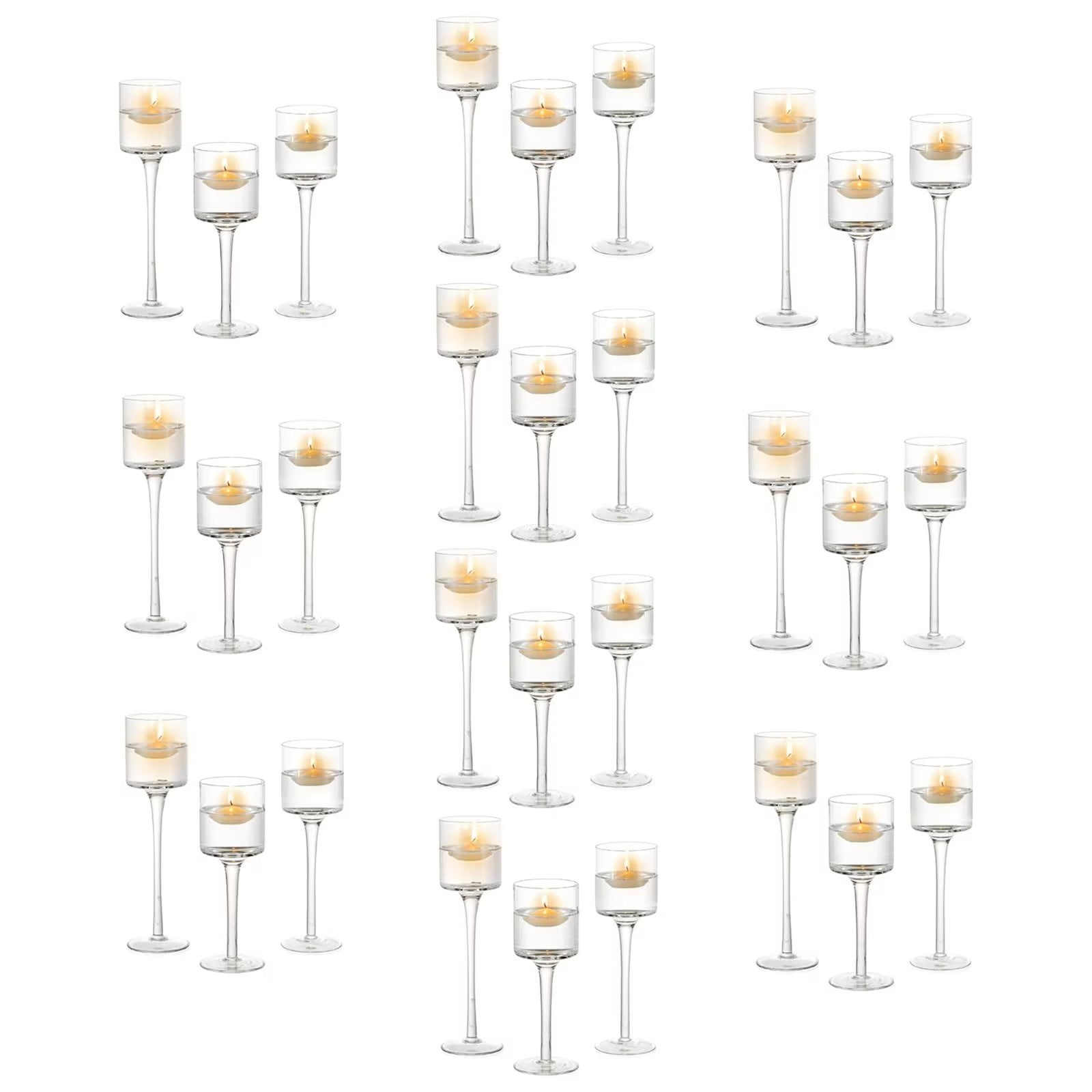 "Glasseam Glass Hurricane Candle Holders Set of 30 Long Stem Votive for ...
