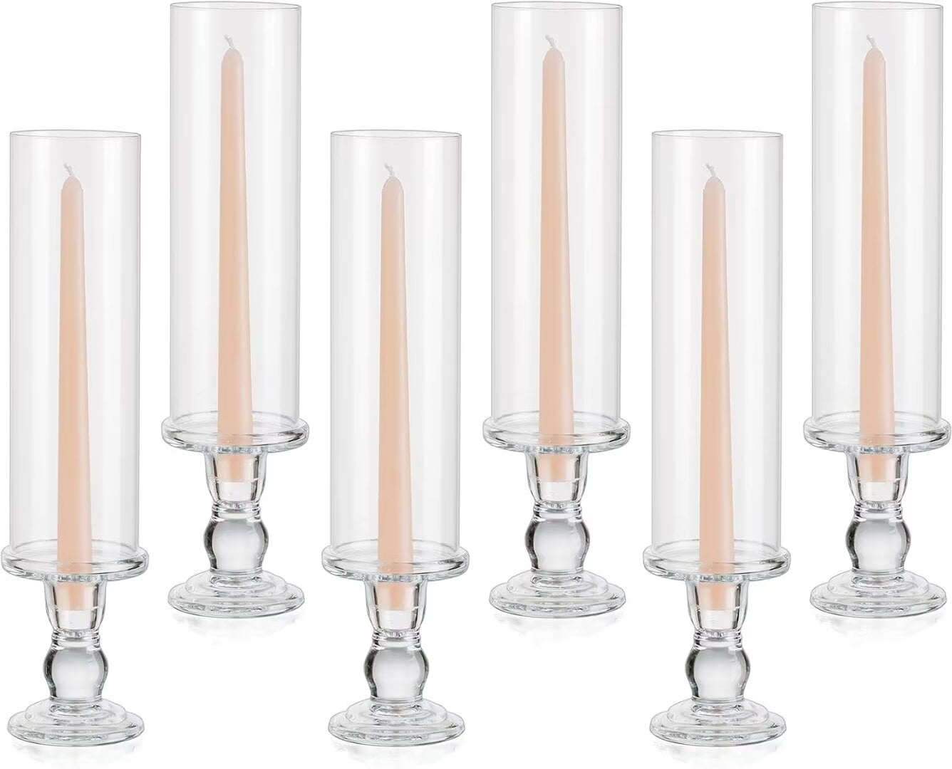 Glasseam Glass Taper Candlestick Holders: 6 Pcs Clear Taper Candle ...