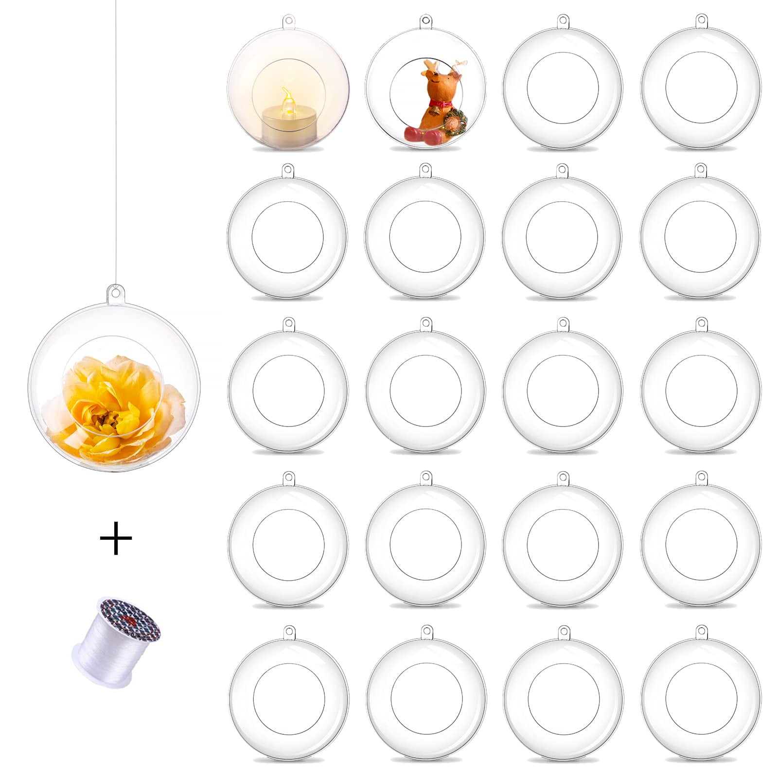 Glasseam Hanging Tea Light Holder Acrylic Globes Set of 20, 3.15 ...