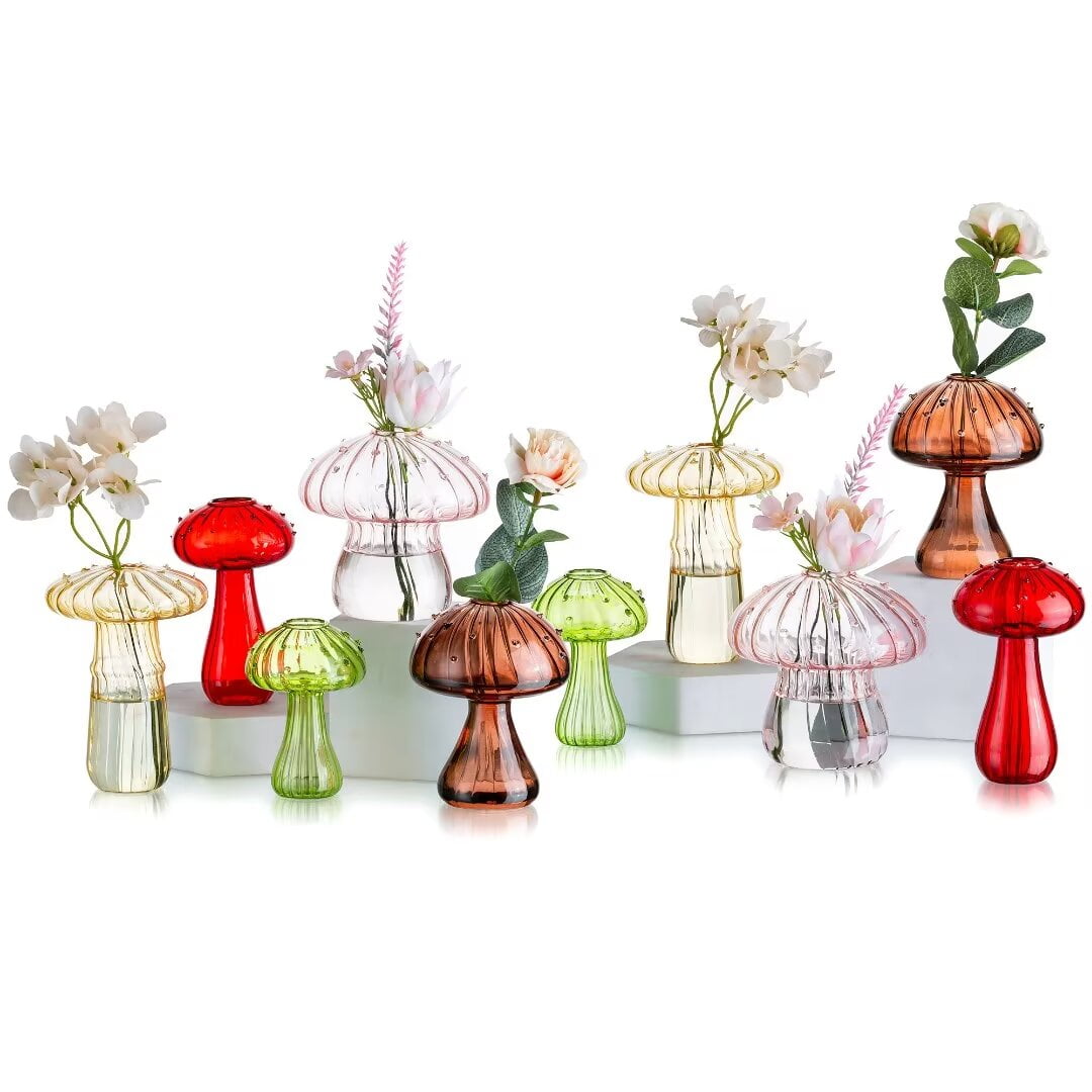Glasseam Mushroom Glass Planter, Set of 10 Colored Plant Propagation ...