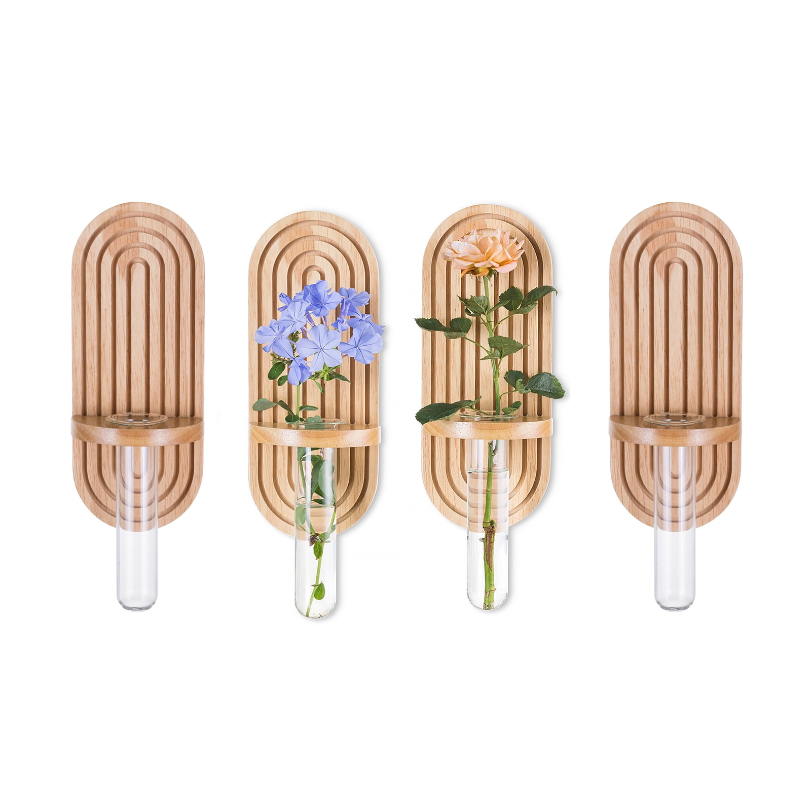 Glasseam Rustic Hanging Plant Propagation Station - Set of 4 Wooden ...
