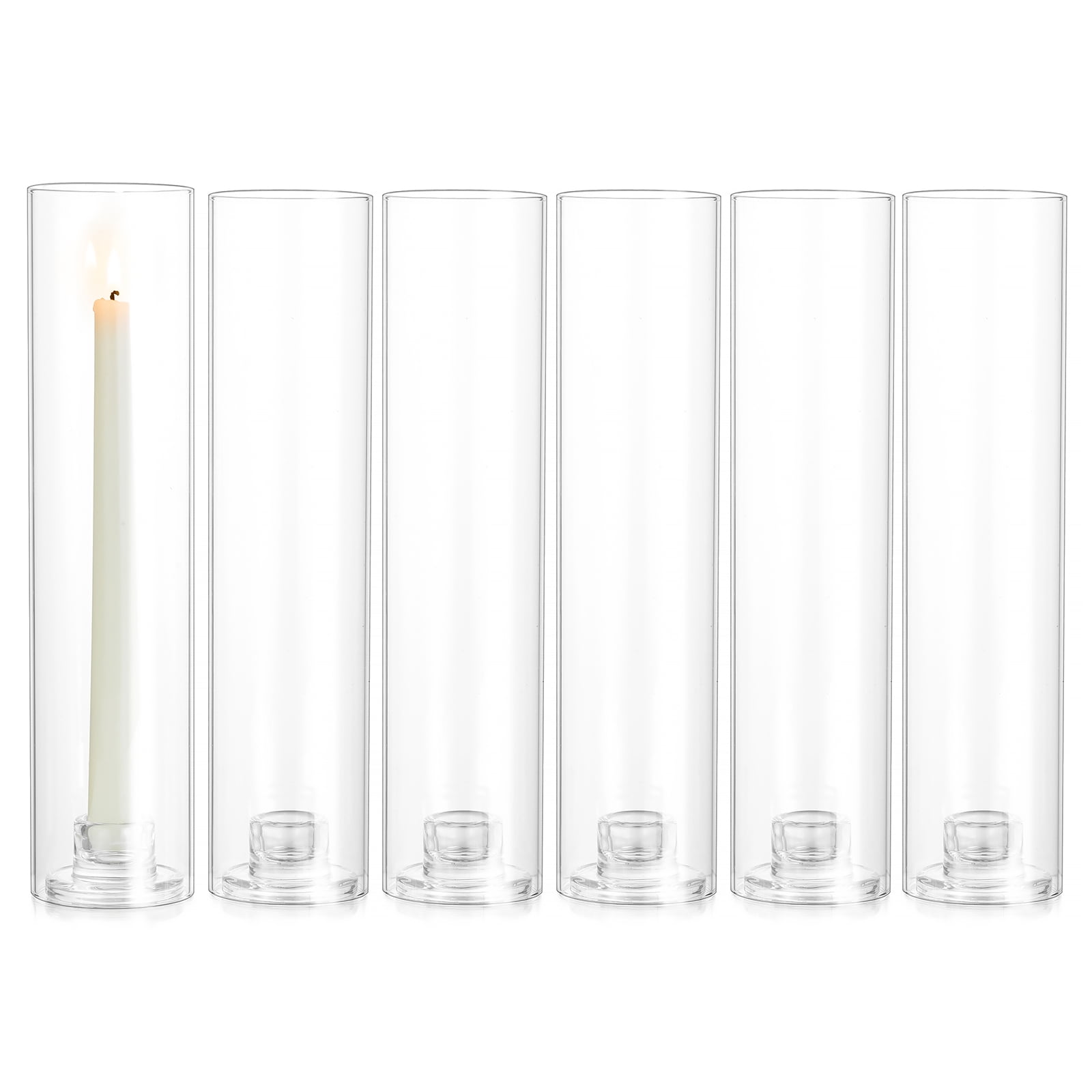 Glasseam Set of 6 Clear Glass Hurricane Candle Holders: 11" Tall Taper ...
