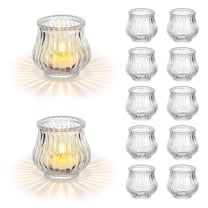 Glasseam Set of 3 Glass Pumpkin Candle Holders, Fall Thanksgiving Table ...