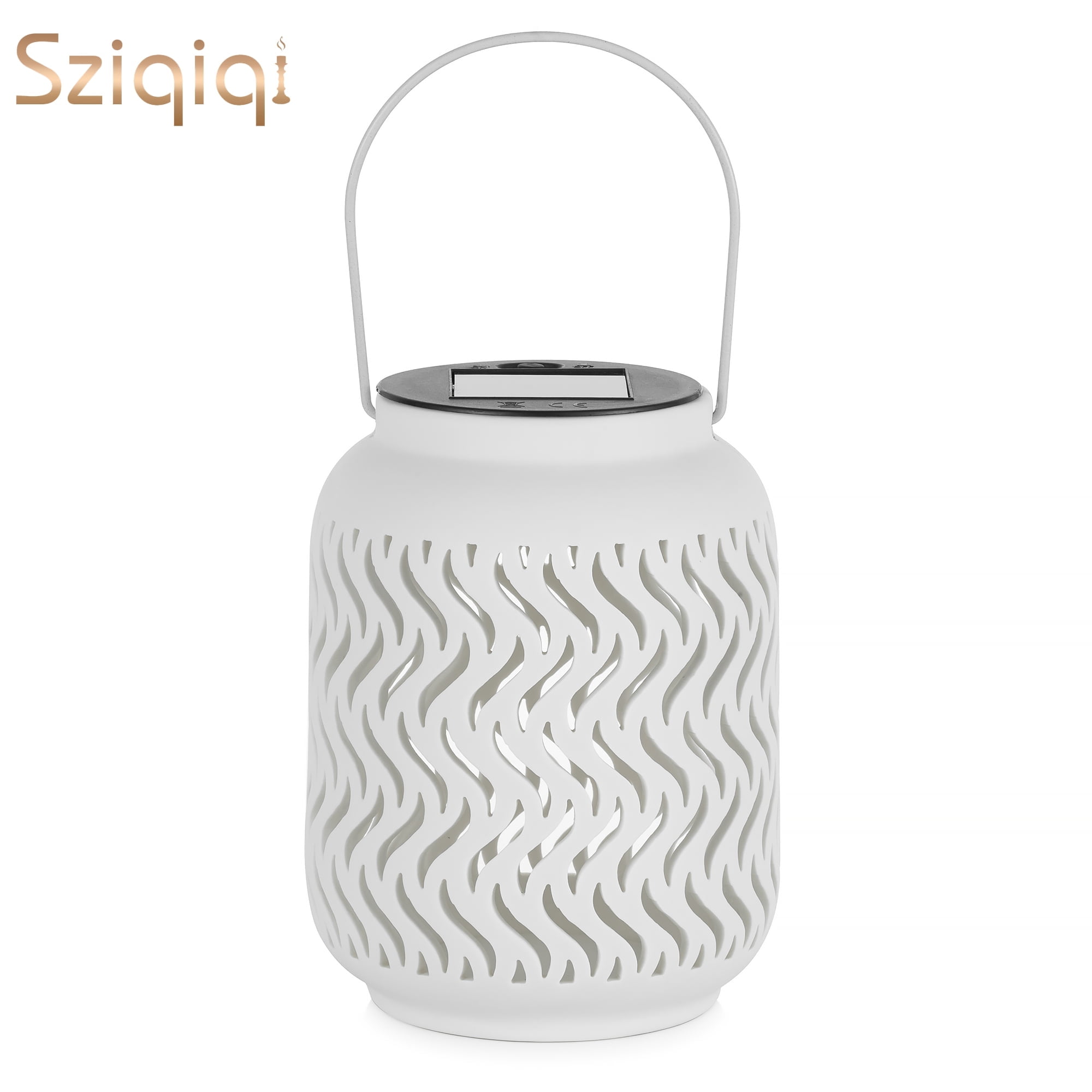 Sziqiqi White Ceramic Solar Lanterns for Outdoor Decor： Waterproof ...