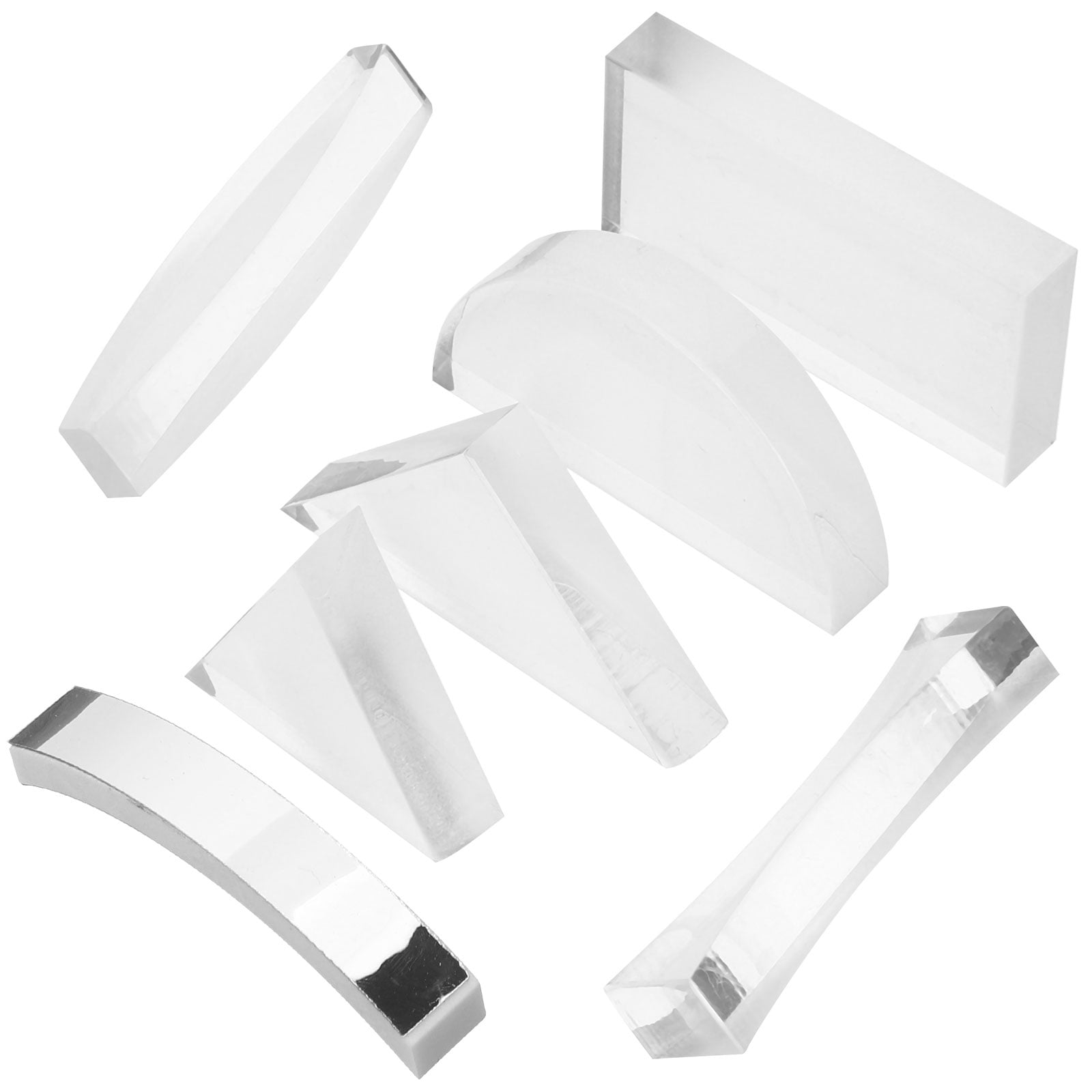 Glasses 7 Pcs Science Teaching Tools Convex Concave Lens Prism Set ...