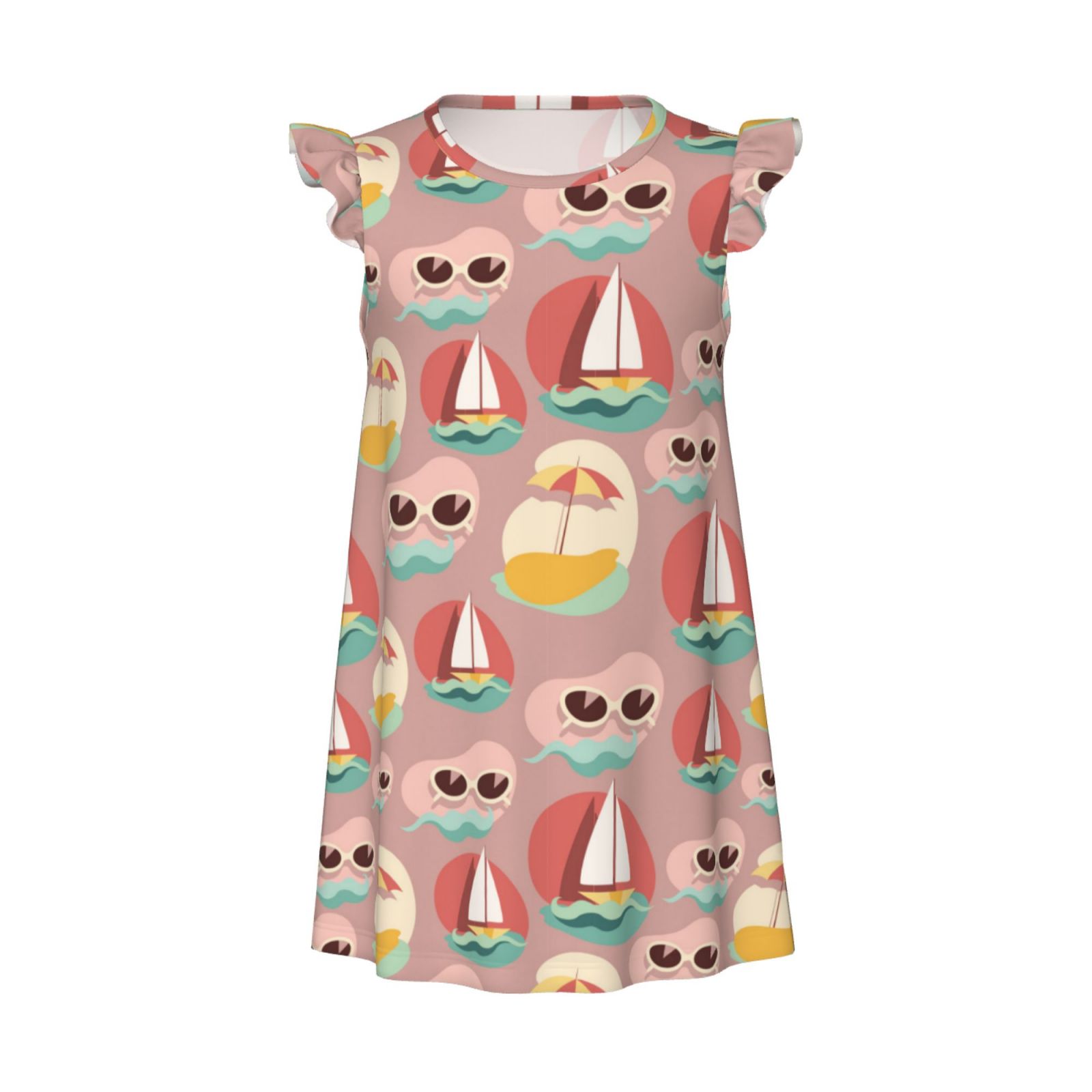Glasses Boat Girls Nightgowns, Flutter Sleeve Pajamas Nightdress ...