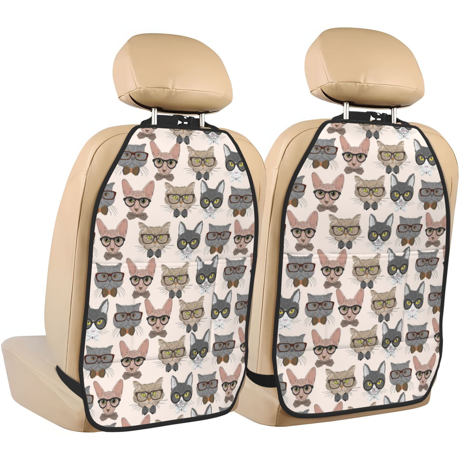 Glasses Cornish Rex Cute Cat Backseat Car Organizer, 2 Pack Kick Mats ...