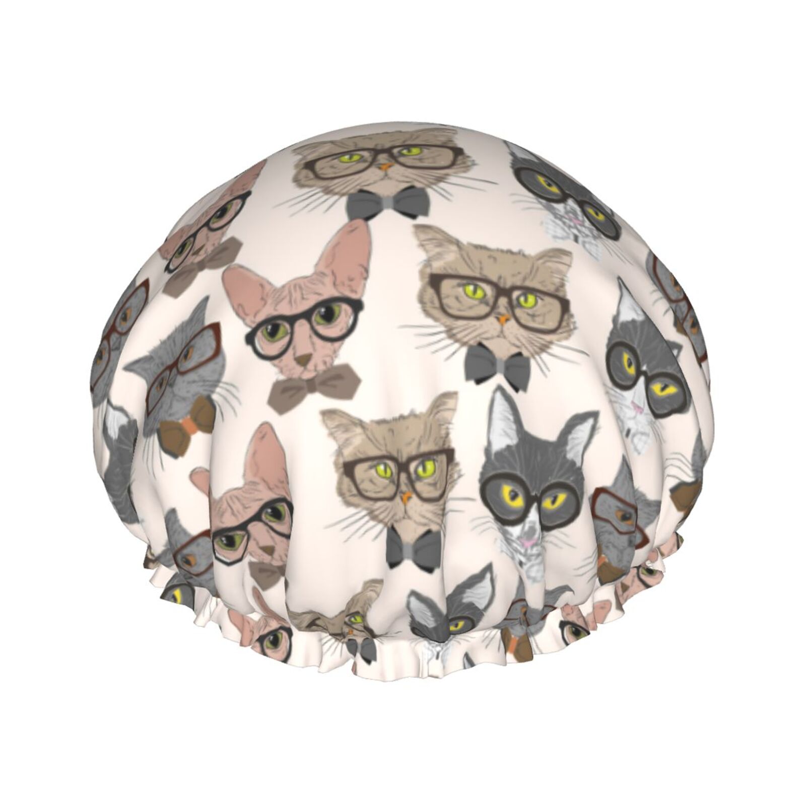Glasses Cornish Rex Cute Cat Shower Cap, Reusable Bath Hair Hat for all ...