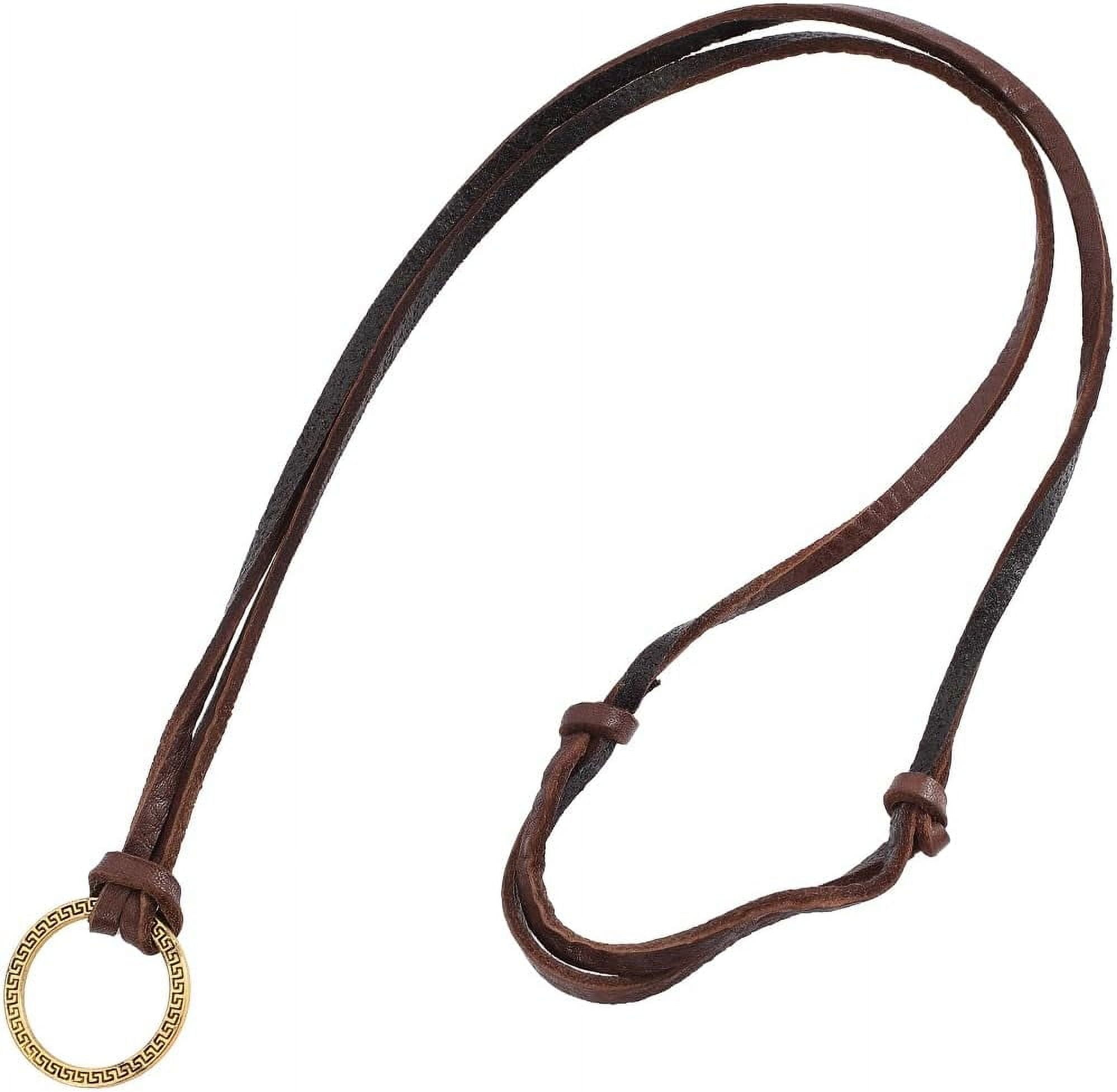 Glasses Holder Necklace Leather Brown Cowhide Retro Cord Adjustable ...