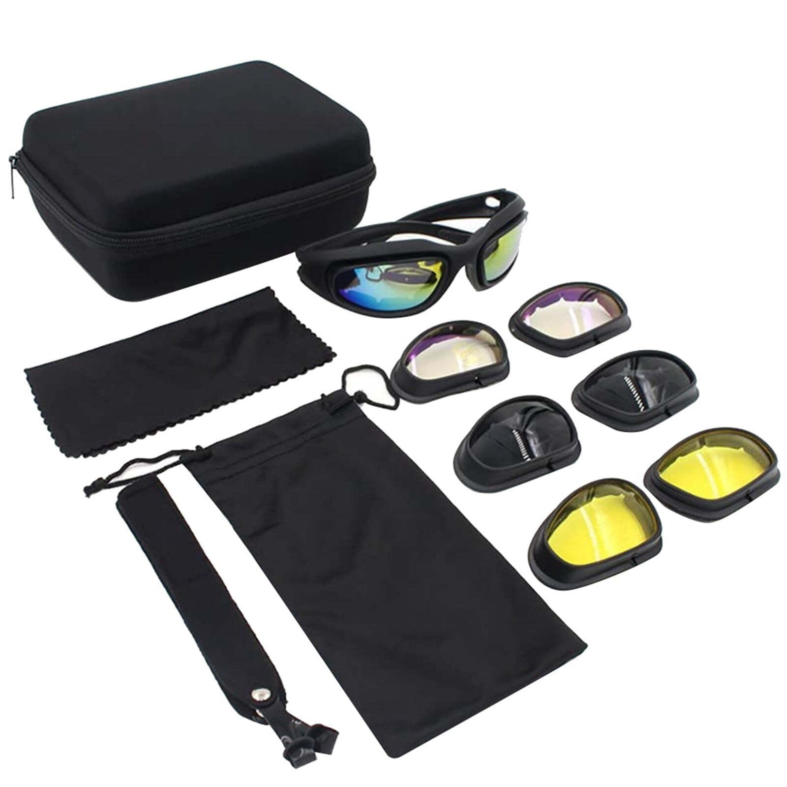 Glasses Motorcycle Riding Goggles With Padded Goggles Frame With 4 Lens ...