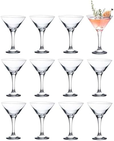 Glasses Set of 12, 5.2 Ounce Cocktail Glasses with Stem, Elegant ...