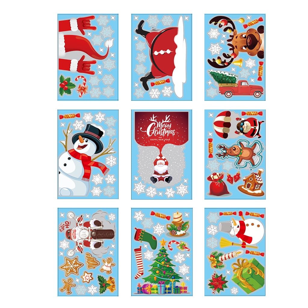 Glasses Stickers Home Party Santa Claus 9 Sheets Christmas Holidays ...