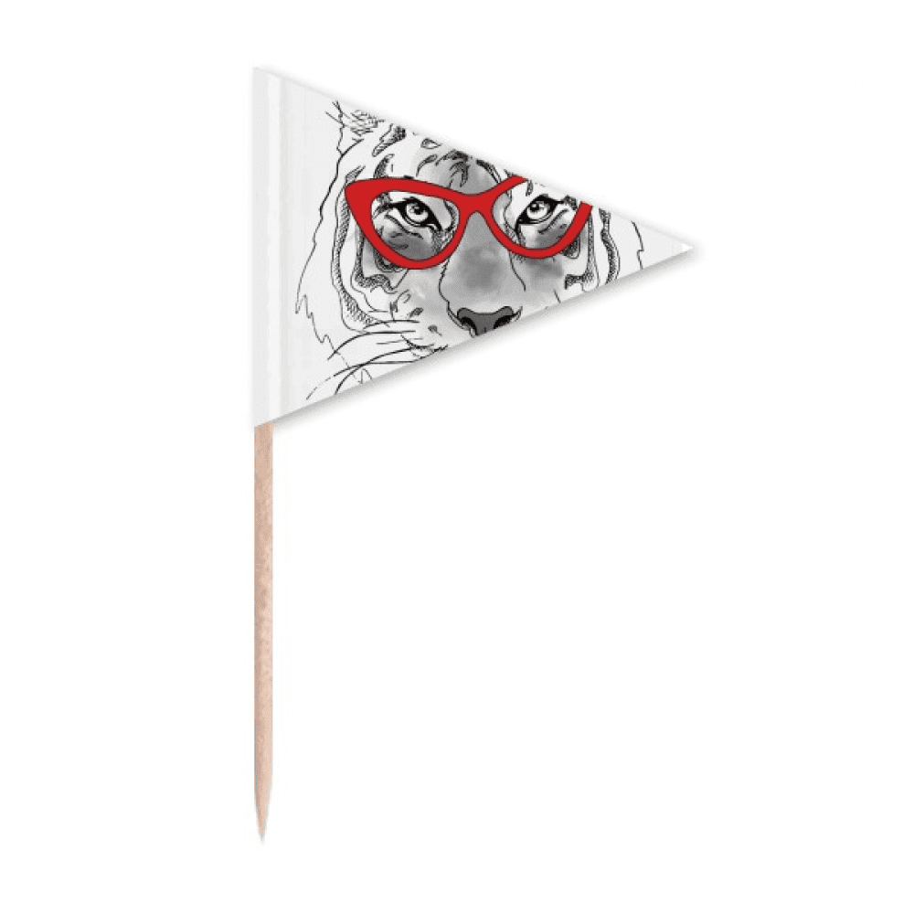 Glasses Tiger Handsome Animal Toothpick Triangle Cupcake Toppers Flag ...
