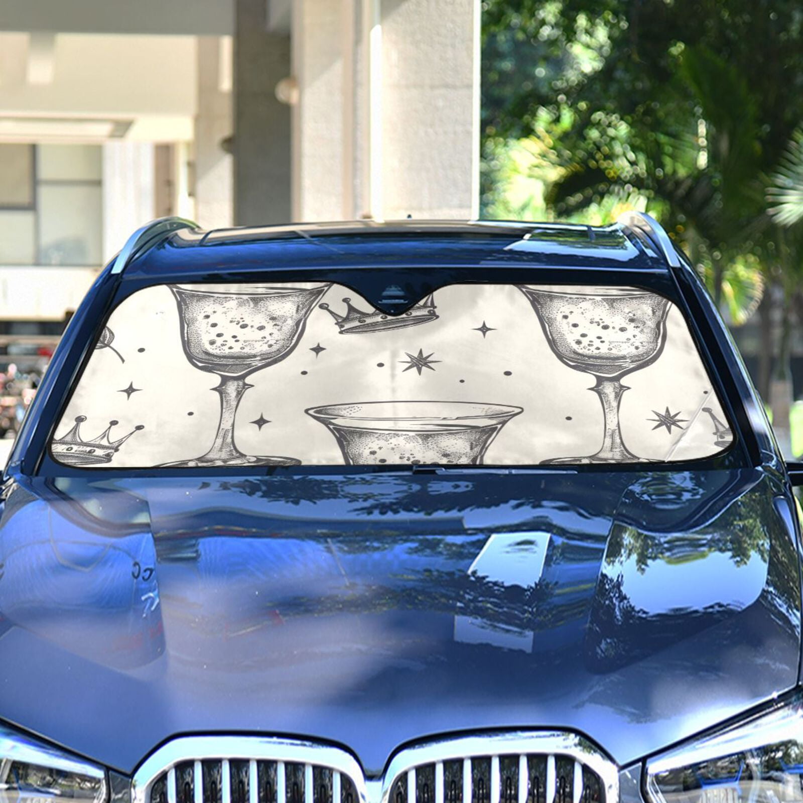 Glasses and Crowns Leaves Automotive Front Car Windshield Sun Shade ...